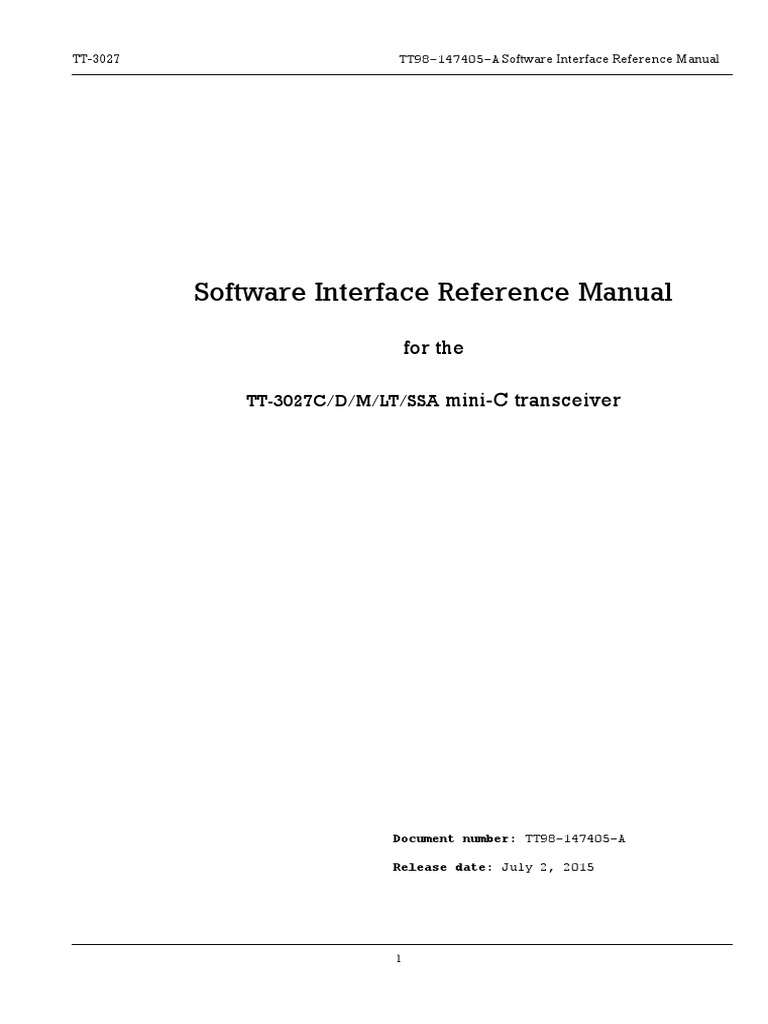 Software Interface Reference Manual: For The Mini-C Transceiver | PDF ...