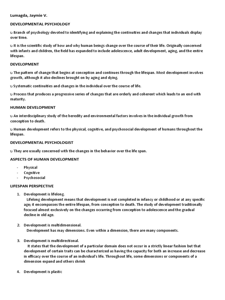 DEVELOPMENTAL PSYCHOLOGY Module 1 | PDF | Developmental Psychology ...