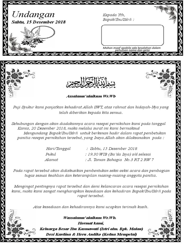 Undangan Panitia Pernikahan | PDF