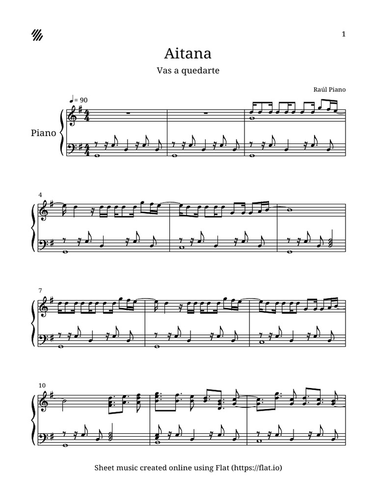 Aitana - Vas a Quedarte: Sheet Music Created with Flat | PDF
