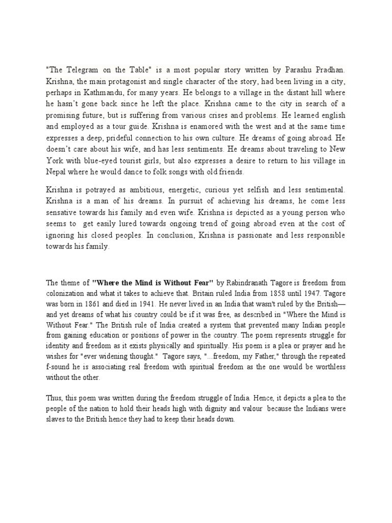 The Telegram On The Table | PDF | Poetry | General Fiction