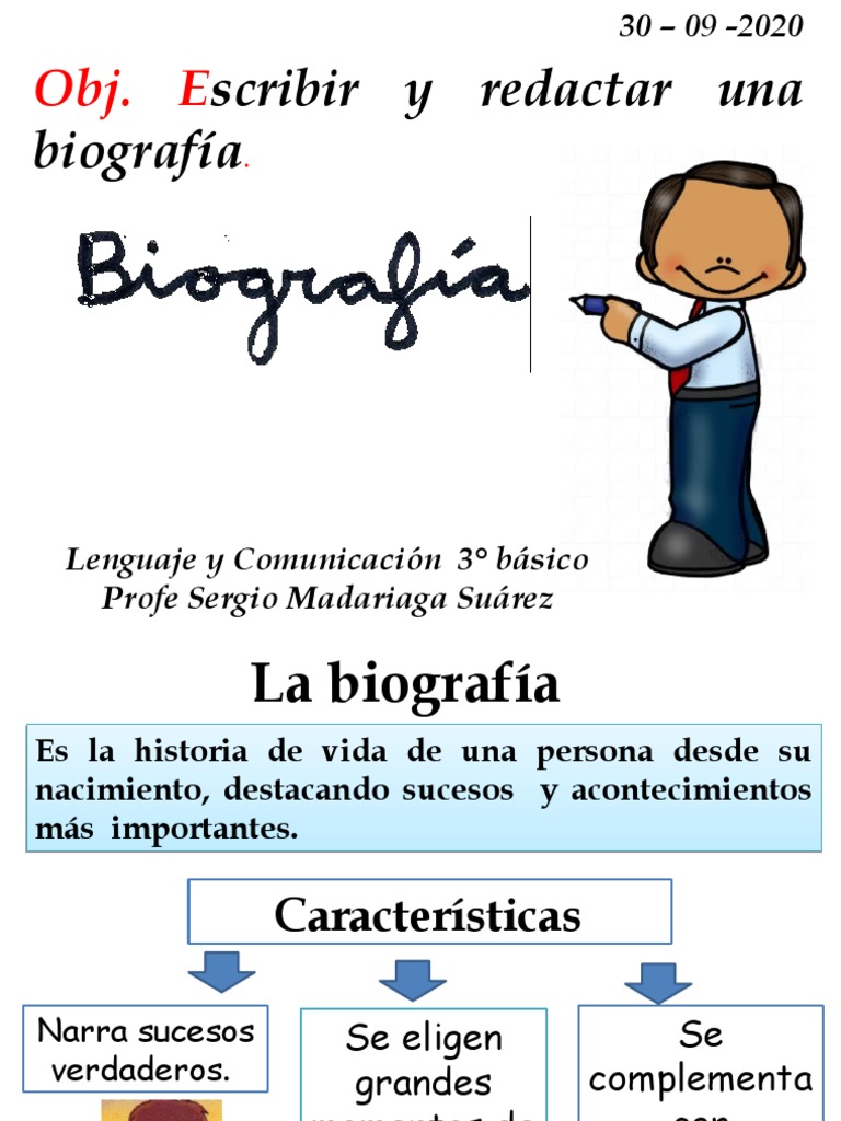 Guía para Escribir Biografías en 3° Básico | PDF | Artes del Lenguaje y ...