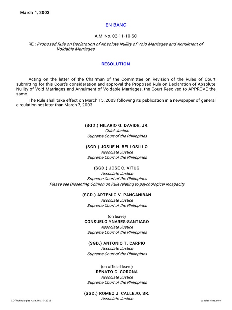 84850-2003-Rule On Declaration of Absolute Nullity of | PDF | Annulment ...