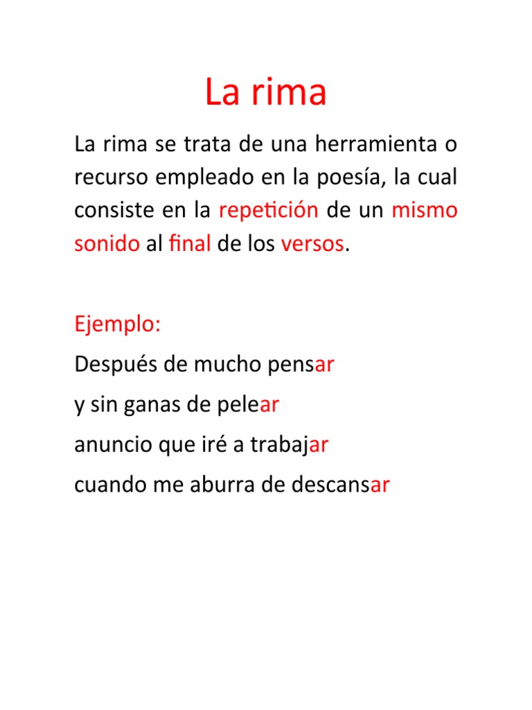 Tipos y Ejemplos de Rima | PDF | Artes del Lenguaje y Comunicación | Arte