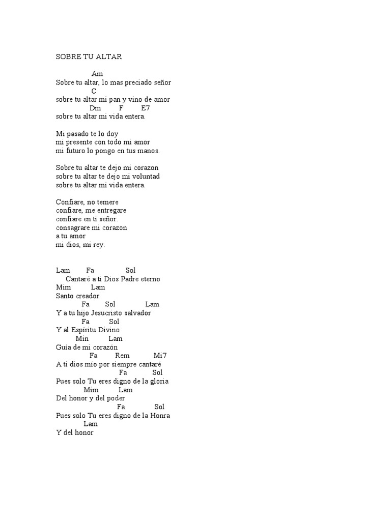 Letra y acordes: Sobre tu altar | PDF