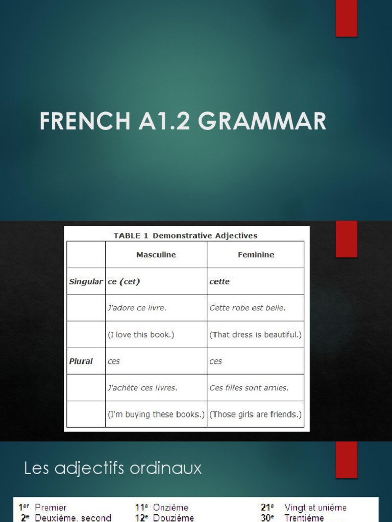French A1.2 Grammar | PDF