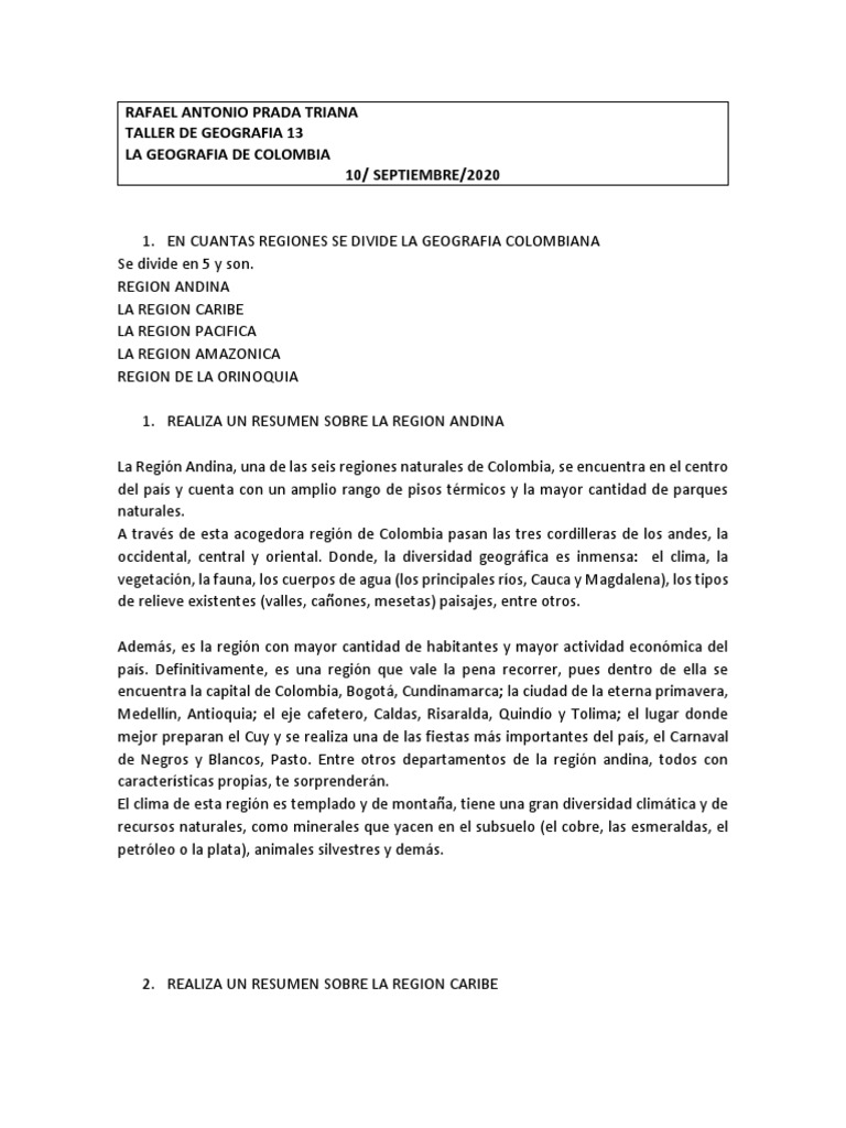Geografía de Colombia: Regiones y Biodiversidad | PDF | Selva amazónica ...