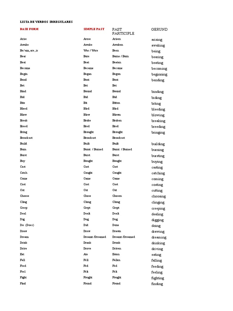 Regular and Irregular Verbs | PDF | Semantic Units | Morphology