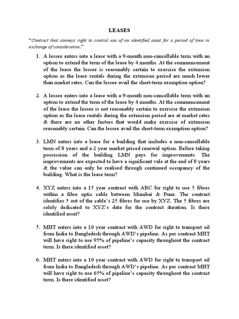 Problems Leases | PDF | Lease | Option (Finance)
