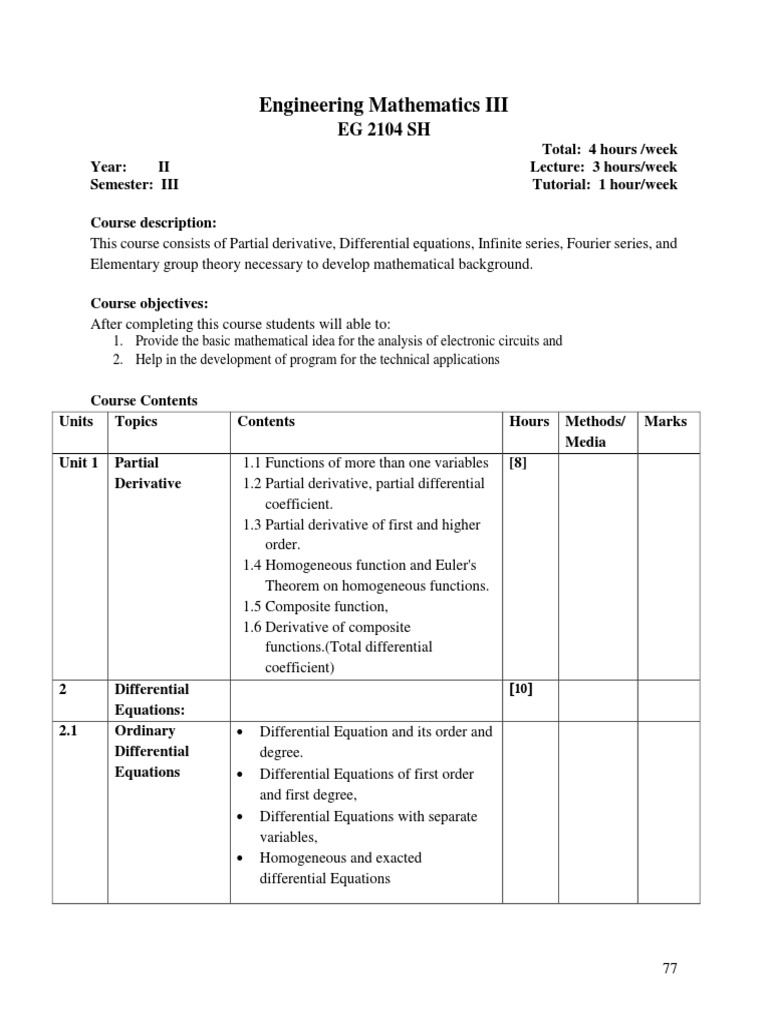 Engineering Mathematics III: EG 2104 SH | PDF | Series (Mathematics ...