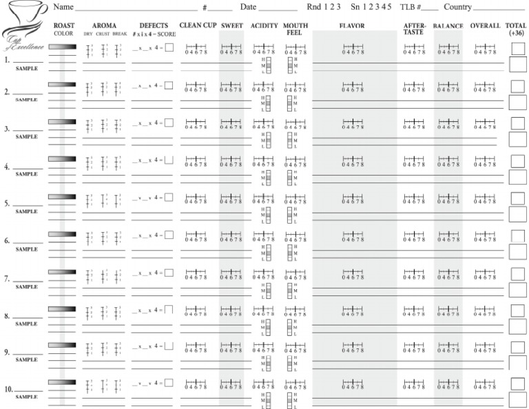 COE Cupping Form PDF | PDF