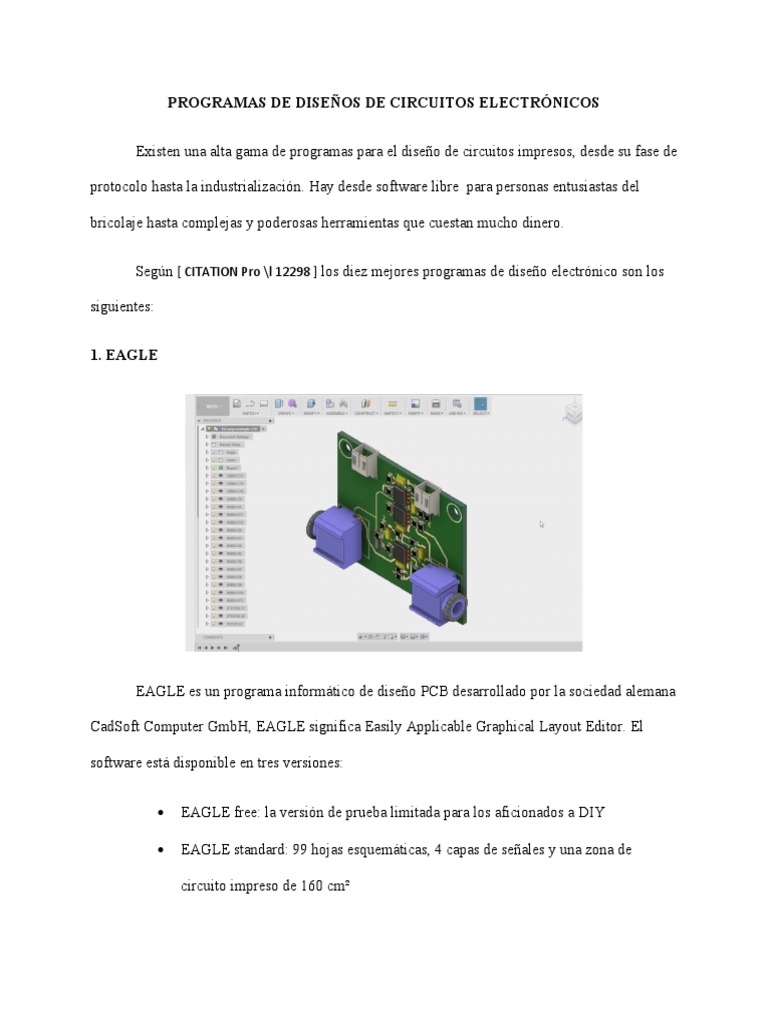 Programas de Diseños de Circuitos Electrónicos | PDF | Placa de ...