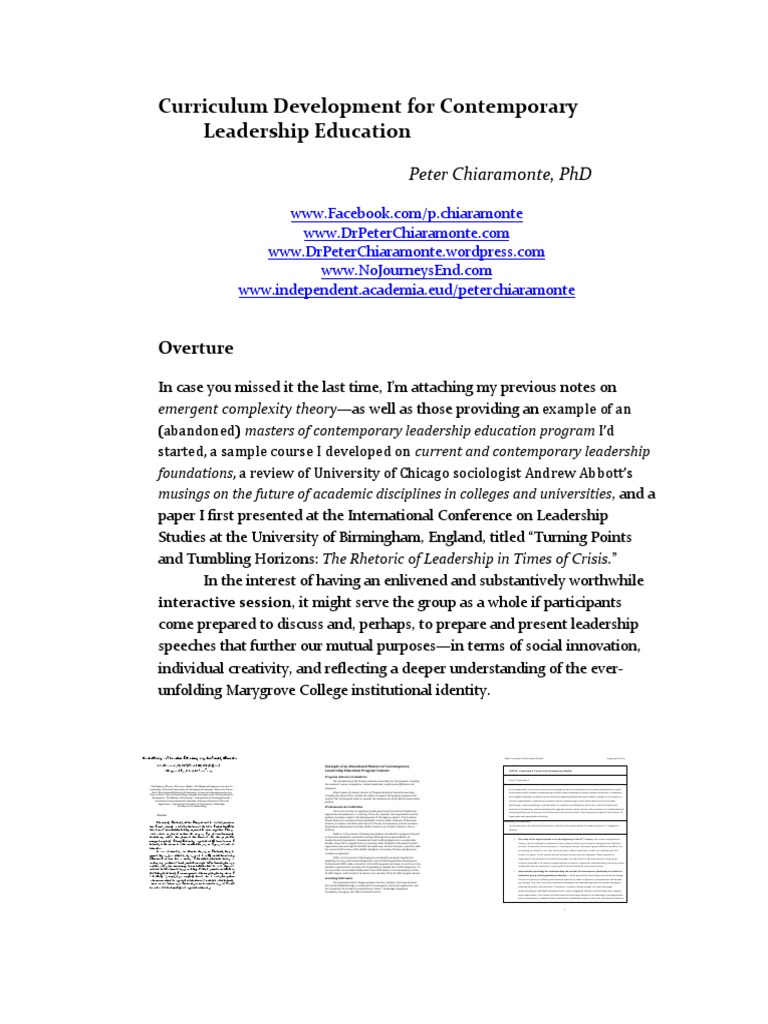 Curriculum Development For Contemporary PDF | PDF | Leadership | Sociology