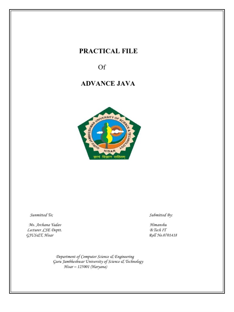 Advance Java Practical File | PDF