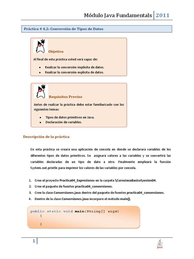 Practica - 04 2 Conversiones PDF | PDF | Java (lenguaje de programación) | Programa de computadora