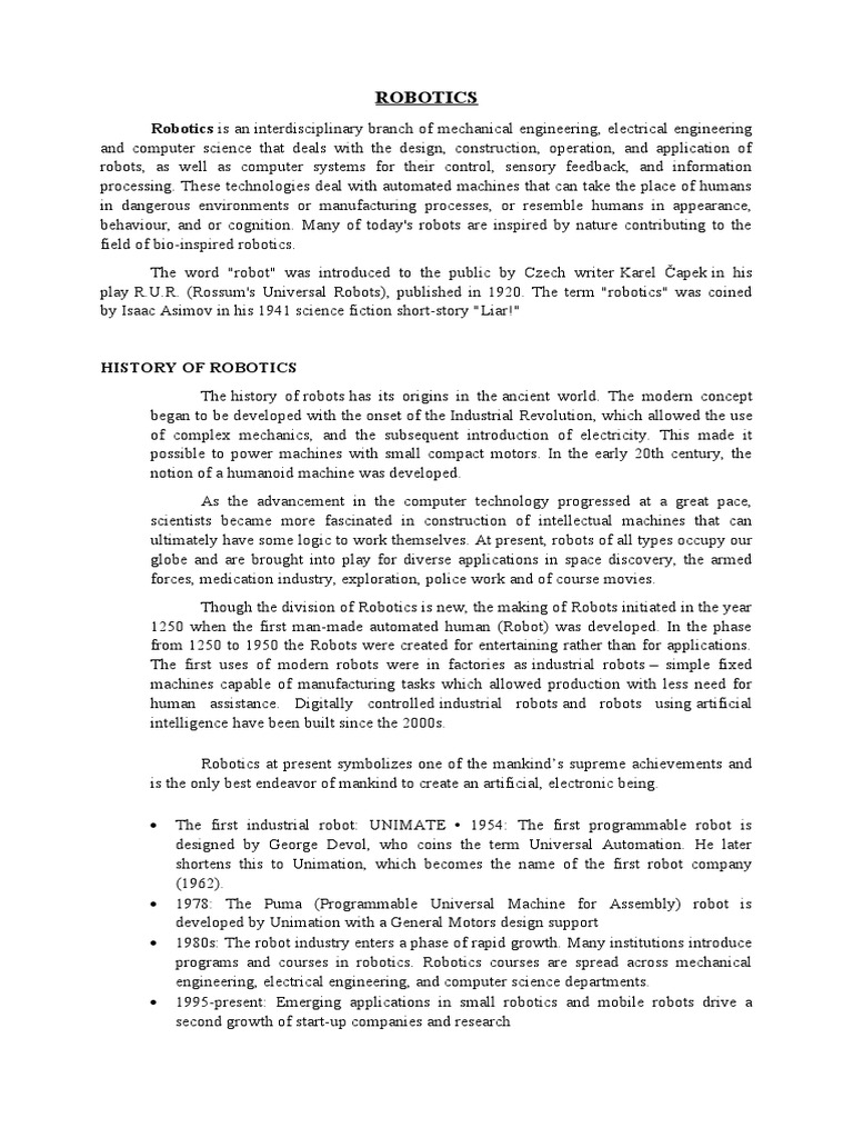 Robotics Written Report - Group 7 | PDF | Robotics | Robot