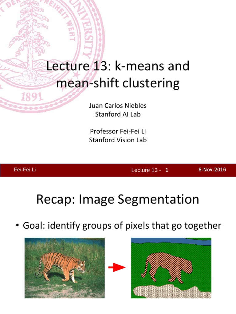 Lecture 13: k-means and mean-shift clustering for image segmentation | PDF | Cluster Analysis ...