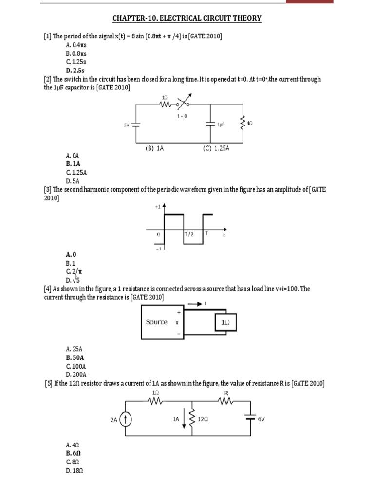 ELECTRICAL CIRCUIT THEORY MCQs PDF | PDF | Electrical Network | Field Effect Transistor