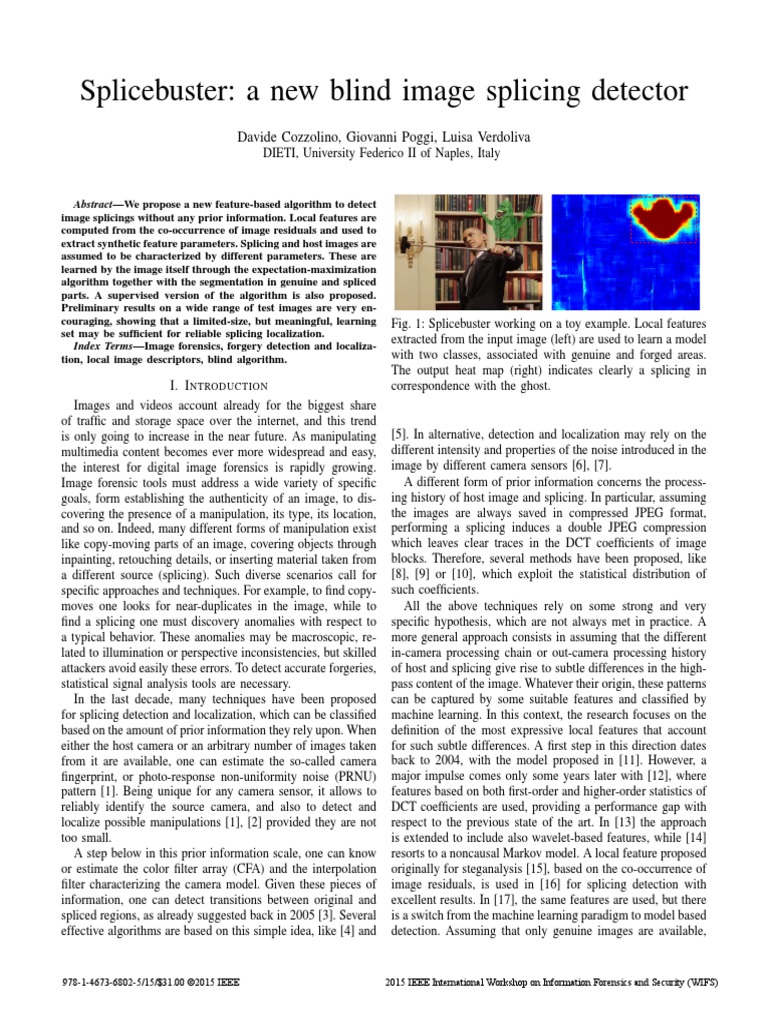 Splicebuster: A New Blind Image Splicing Detector | PDF | Image Segmentation | Sensitivity And ...