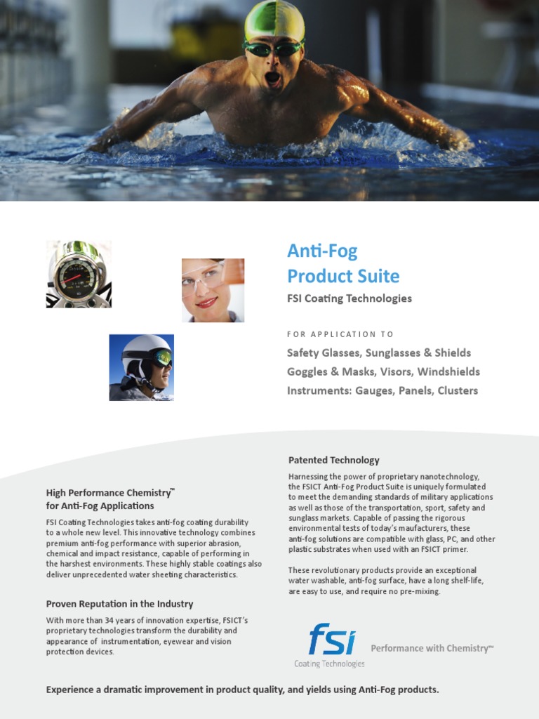 Anti-Fog Product Suite: FSI Coating Technologies | PDF | Sunglasses ...