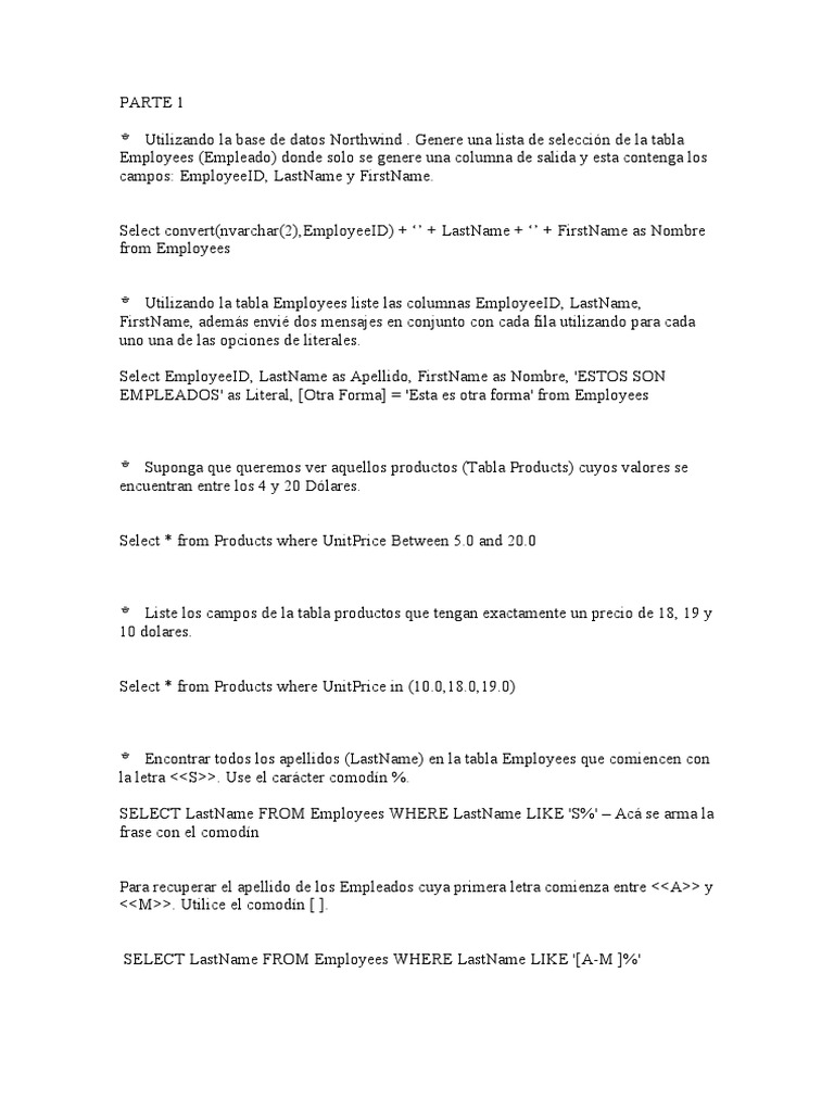 Dokumen - Tips - Ejercicios SQL Server Resueltos | PDF | Bases de datos | Software de gestión de ...