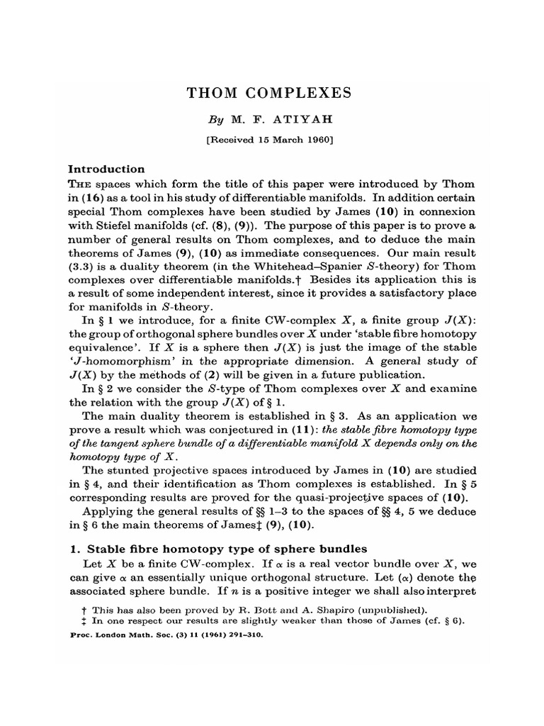 Thom Complexes: by M. F. Atiyah | PDF | Differentiable Manifold ...