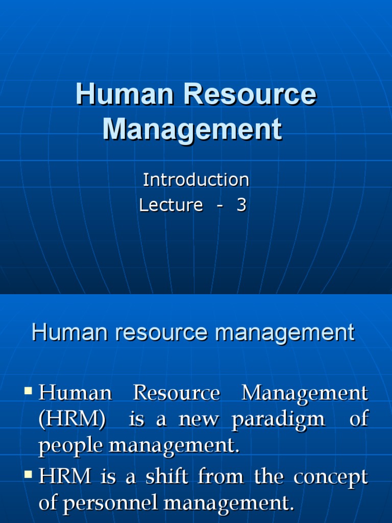 Lec. - 3 HRM Introduction | PDF | Human Resource Management | Resource