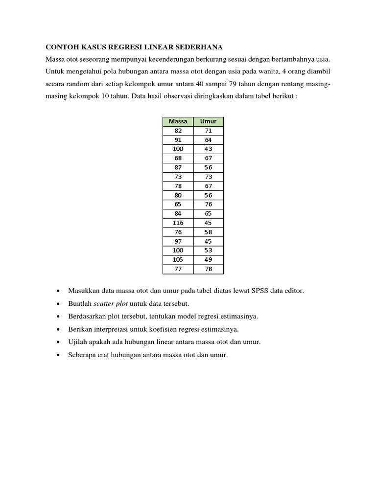 Contoh Kasus Regresi Linear Sederhana (1) - 1 PDF | PDF