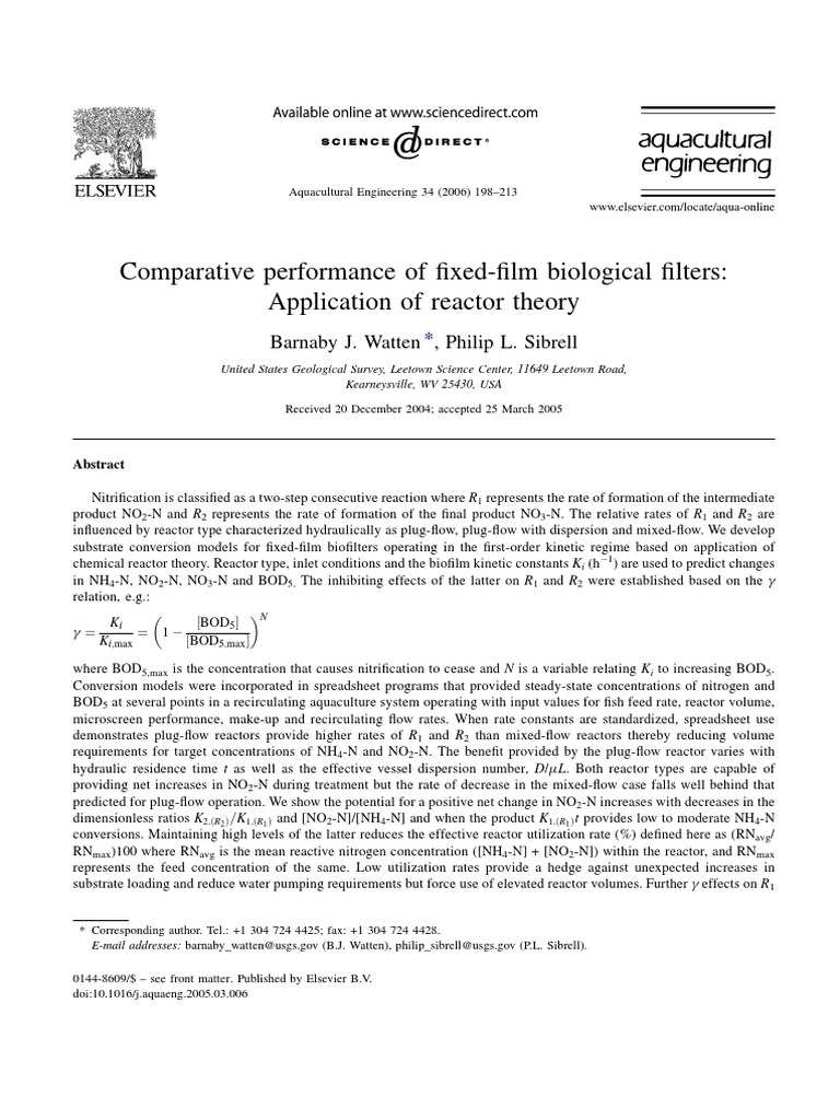 Comparative Performance of Fixed-Film Biological Filters Application of ...