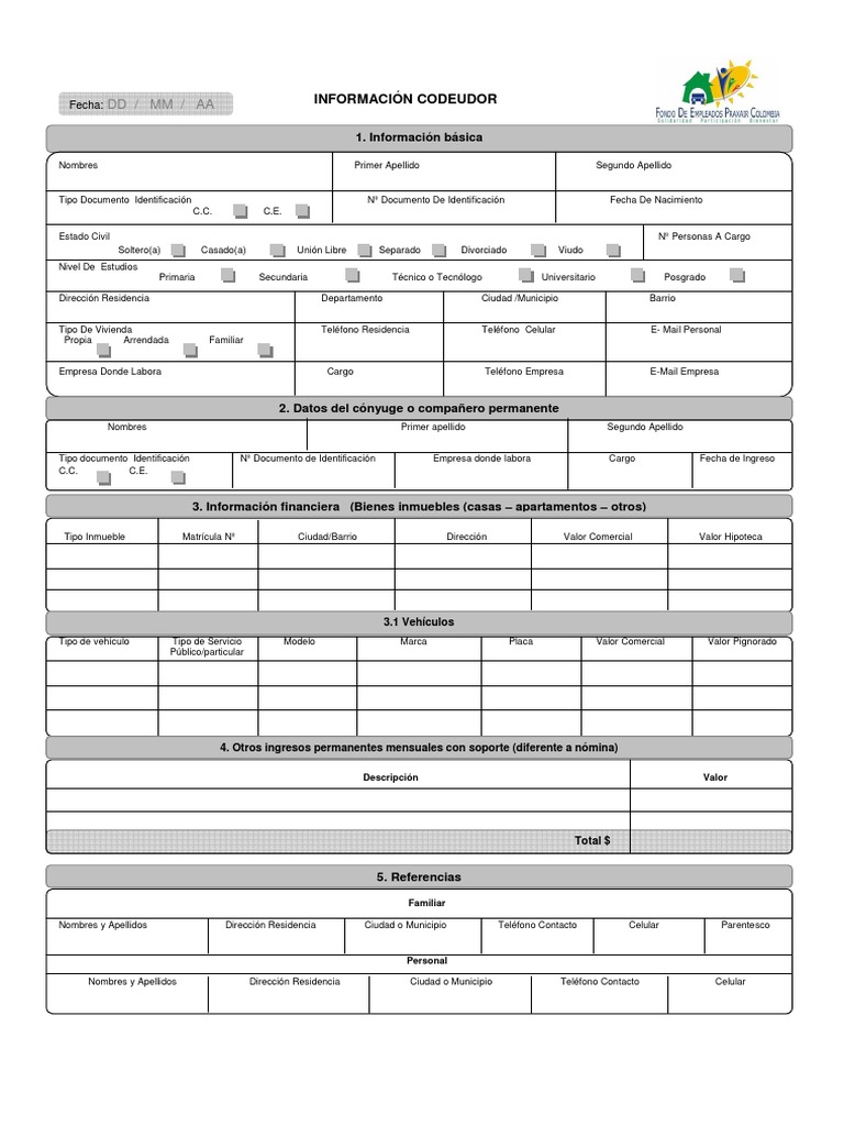 Formato Codeudor | PDF | Business