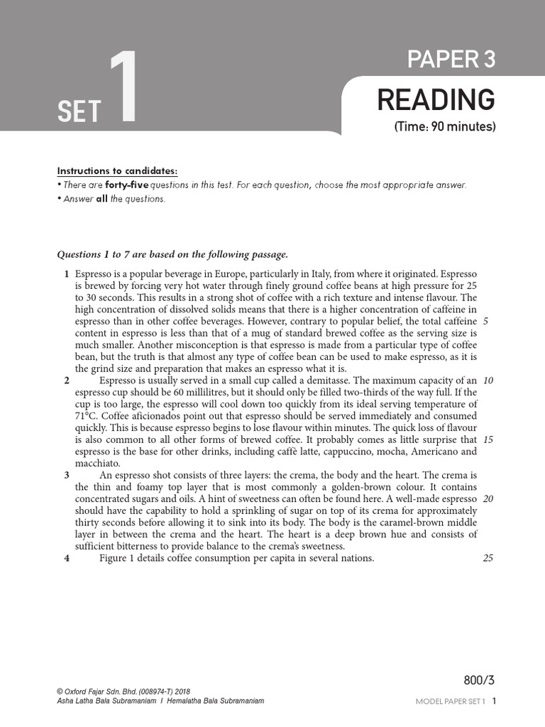MUET Model Paper Reading | PDF | Coffee | Beverages