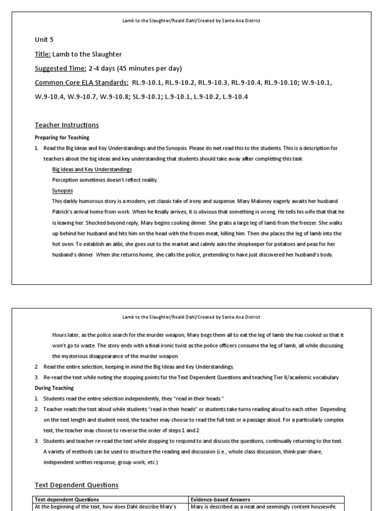 10.lamb To The Slaughter - Lesson - Anthology | PDF | Cognition ...