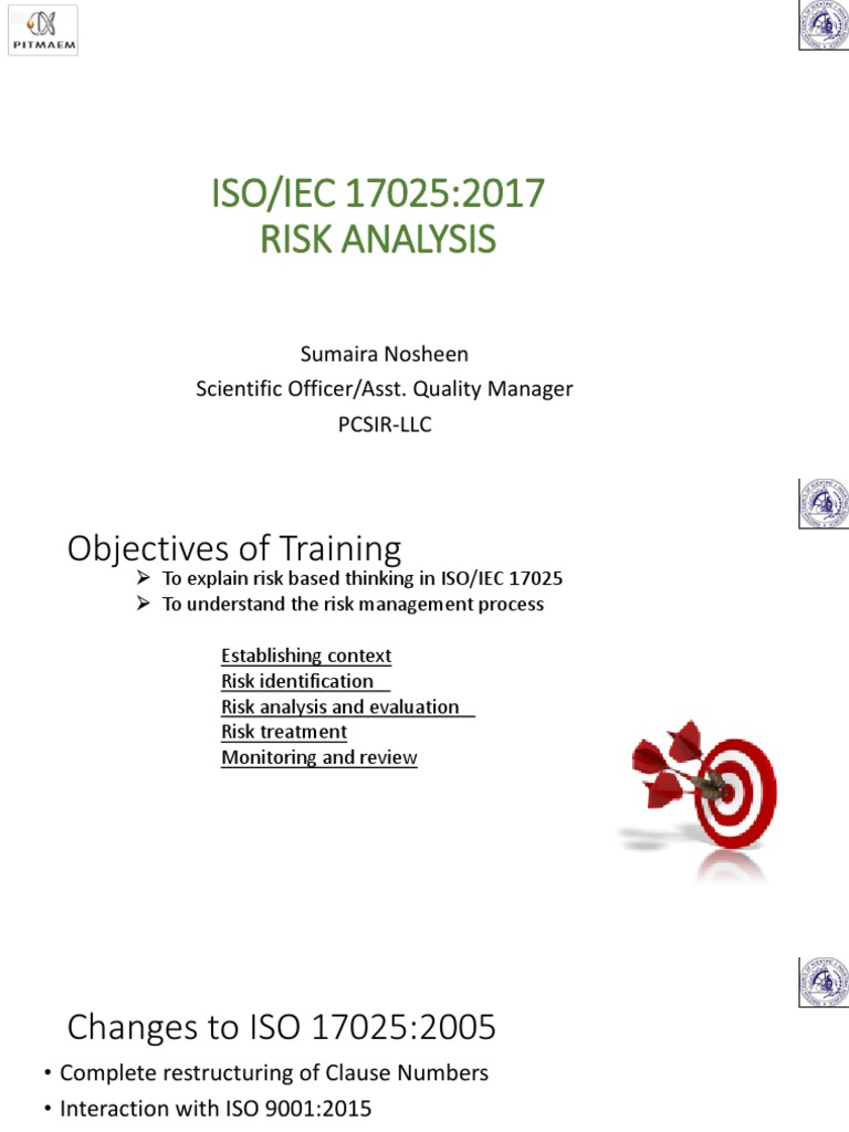 ISO/IEC 17025:2017 Risk Analysis: Sumaira Nosheen Scientific Officer ...
