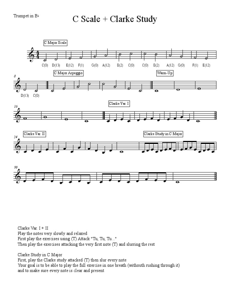 C Major Clarke Study - Trumpet in BB | PDF