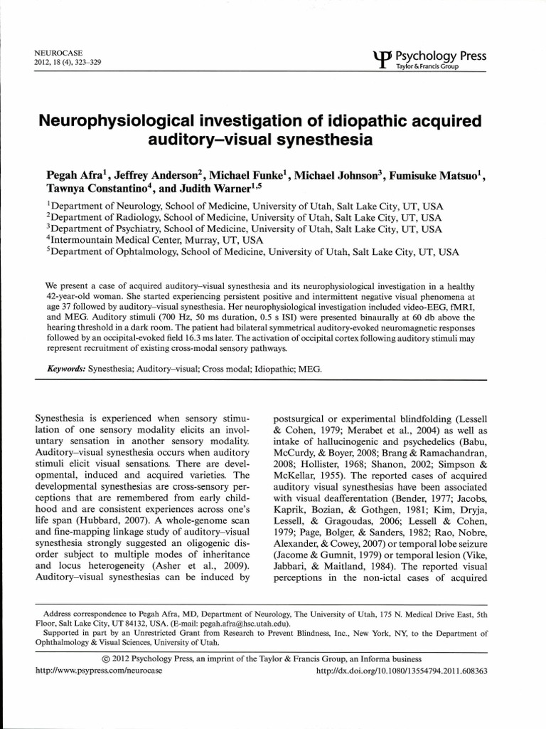 2012 - Afra - Neurophysiological Investigation of Idiopathic Acquired Auditory-Visuai ...