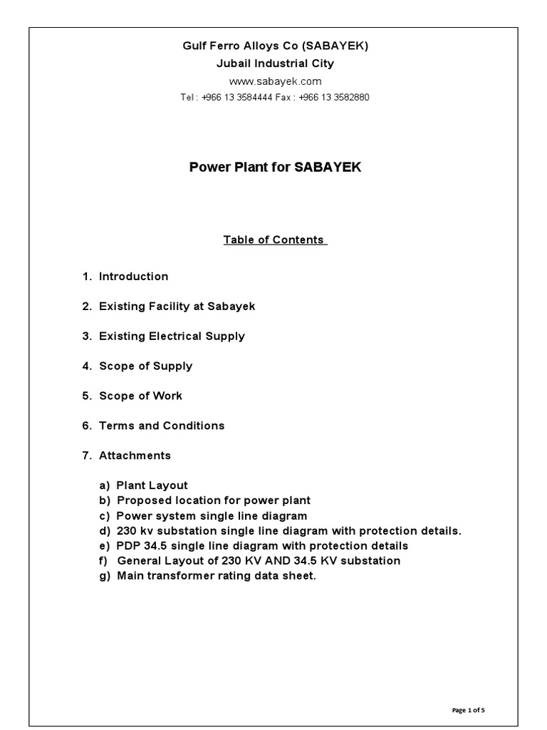 Scope of Work For Power Plant | PDF | Electric Power Distribution ...