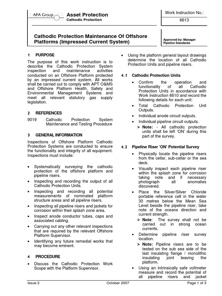 6613 Issue 2 Offshore Impressed Current System | Download Free PDF ...