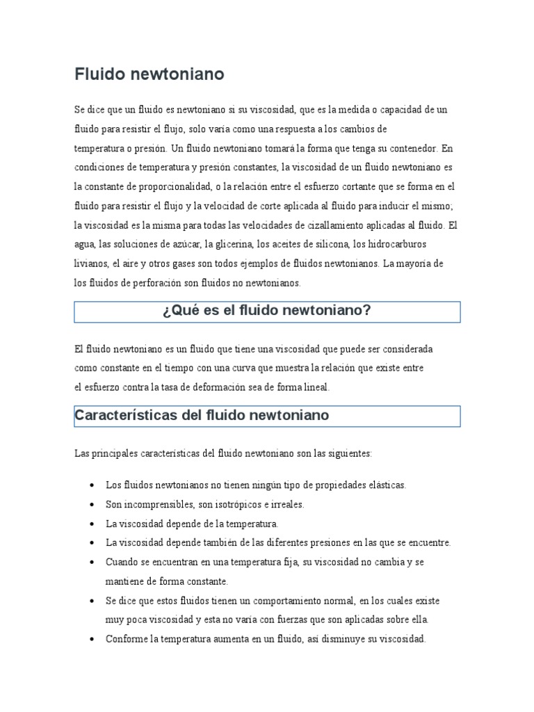 Fluido Newtoniano | PDF | Viscosidad | Fluido