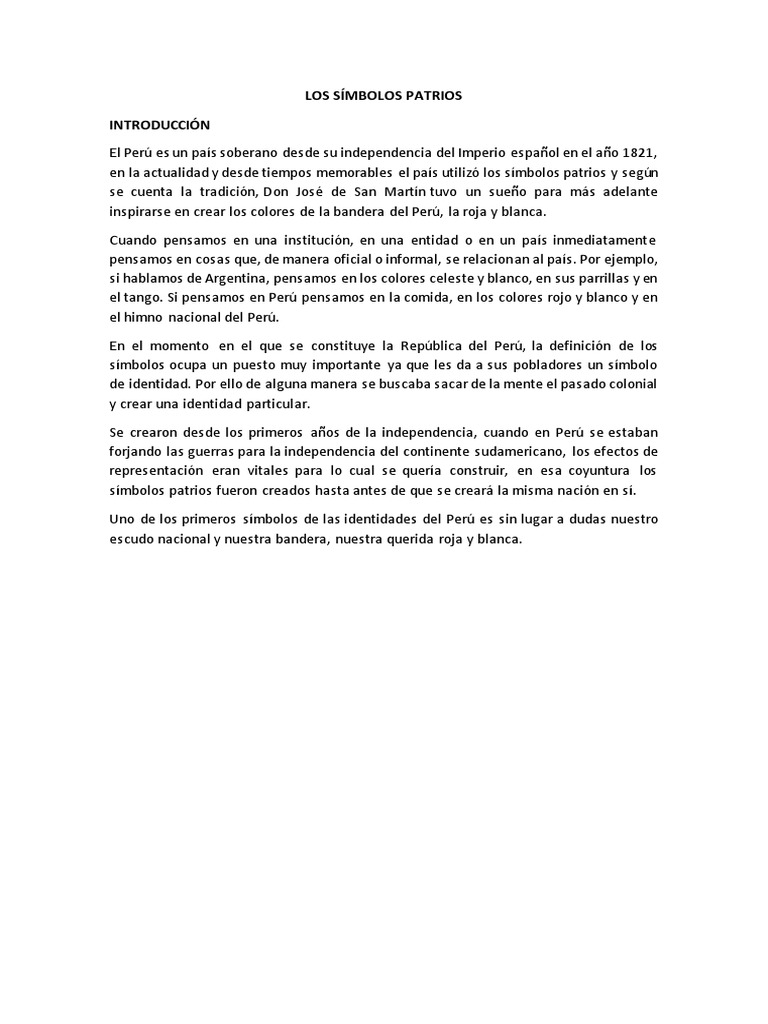 Los Símbolos Patrios | PDF | Símbolos nacionales | Los símbolos