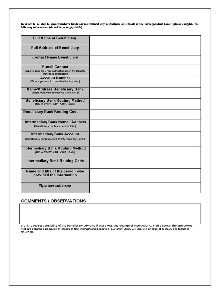 Beneficiary Bank Routing Code Intermediary Bank Name / Address | PDF