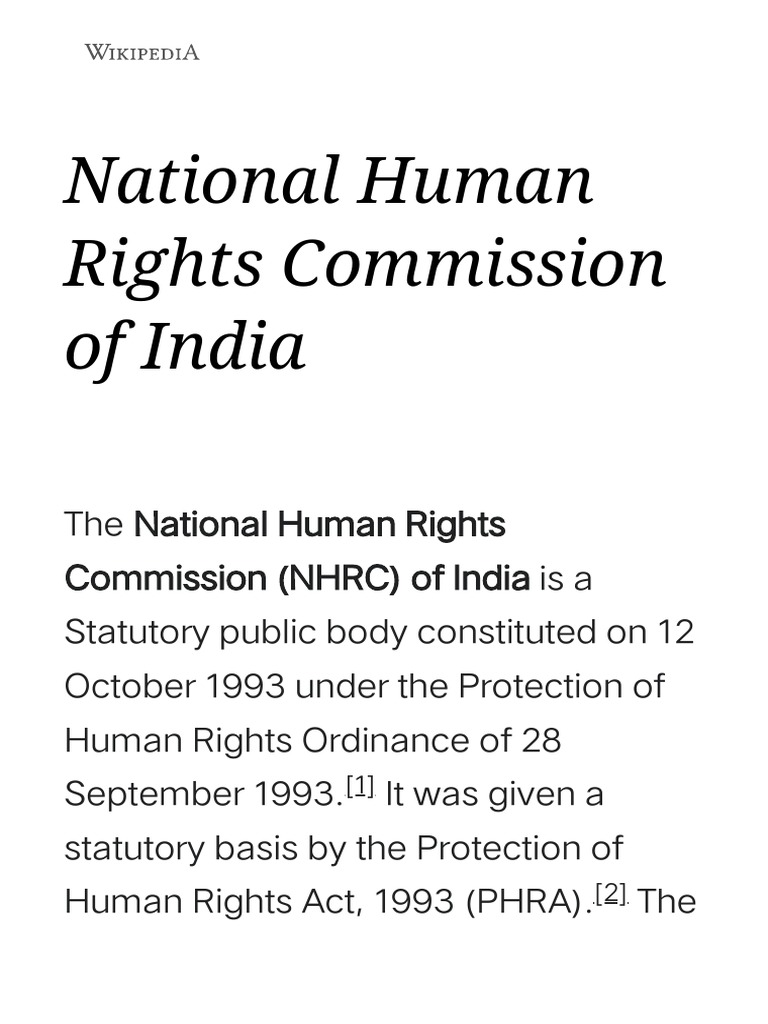 National Human Rights Commission of India - Wikipedia PDF | PDF ...