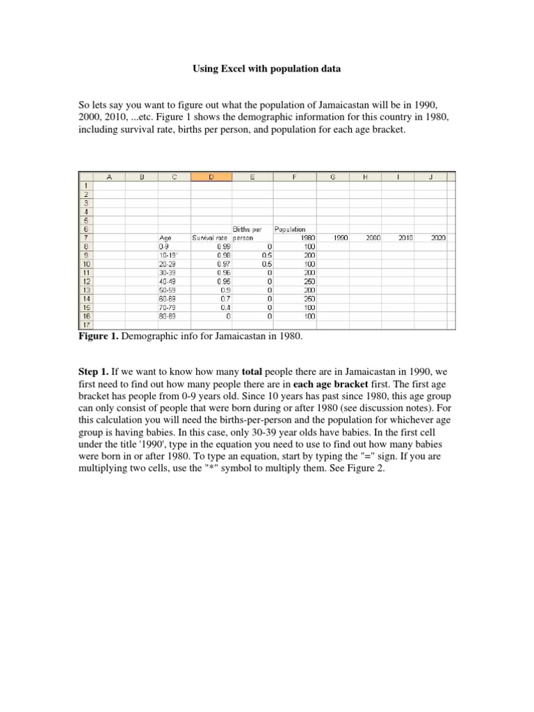 Using Excel With Population Data | PDF | Bracket | Microsoft Excel