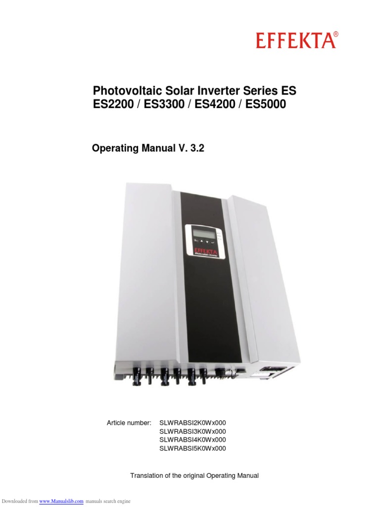 Photovoltaic Solar Inverter Series ES ES2200 / ES3300 / ES4200 / ES5000 ...
