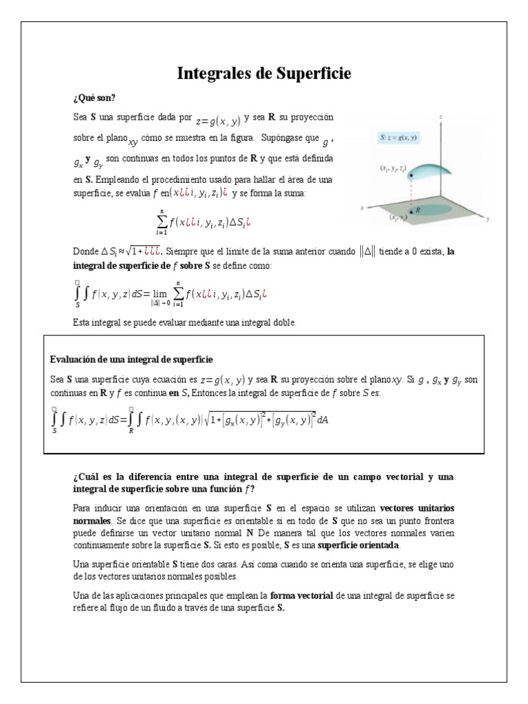 Integrales de Superficie | PDF | Integral | Vector Euclidiano