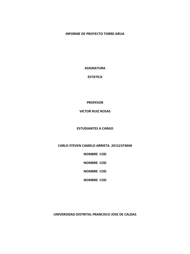Informe de Estatica | PDF | Grúa (máquina) | Naturaleza