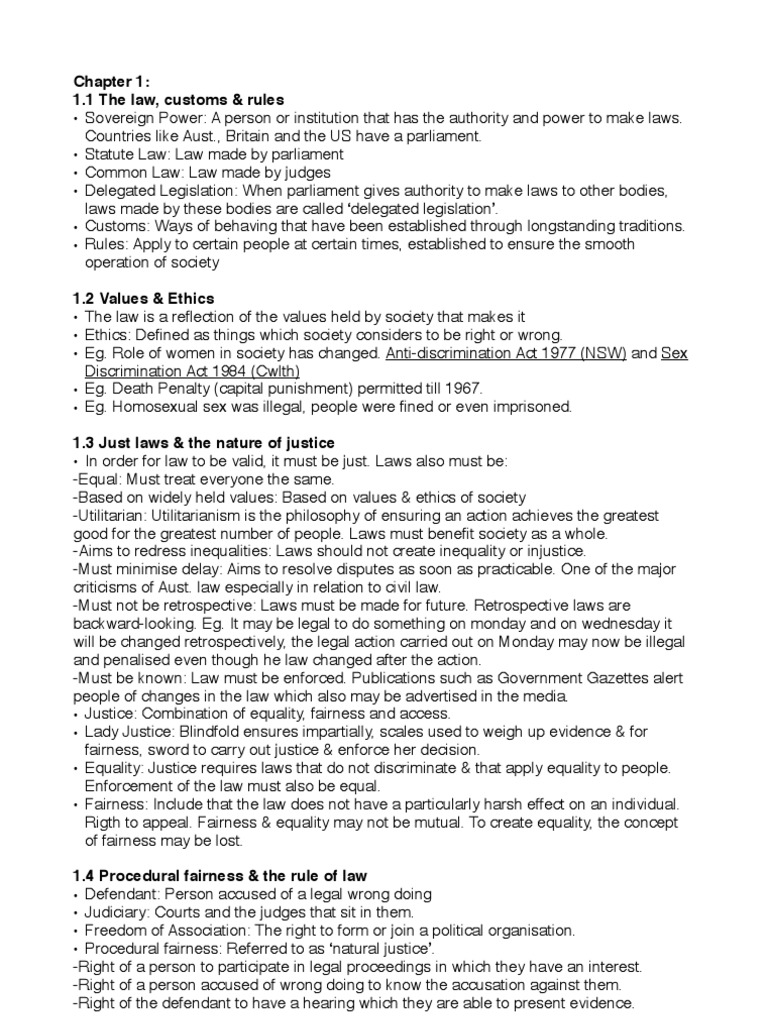 Legal Studies Notes | PDF | Precedent | Bill (Law)