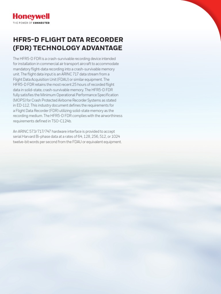 Hfr5-D Flight Data Recorder (FDR) Technology Advantage | PDF | Flight ...