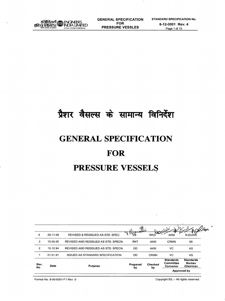 General Specification FOR Pressure Vessels | PDF | Pipe (Fluid ...
