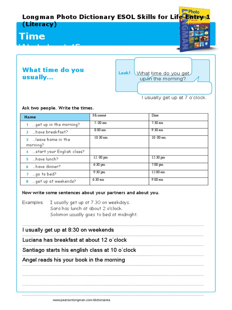 Telling The Time Worksheet | PDF