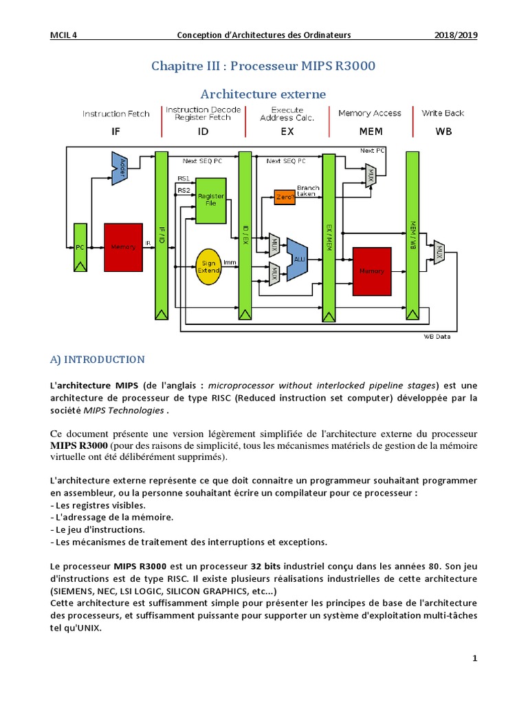 Architecture MIPS R3000 : Guide Complet | PDF | Processeur | Programme ...